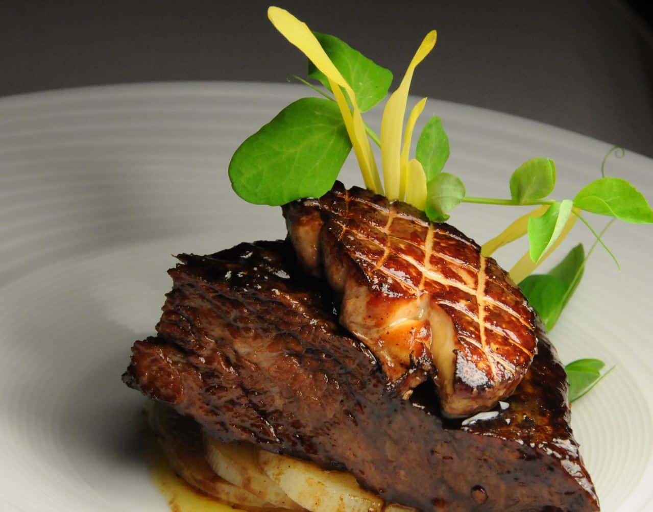Seared Hudson Valley Foie Gras and Kobe Short-Ribs - Goodtaste with Tanji