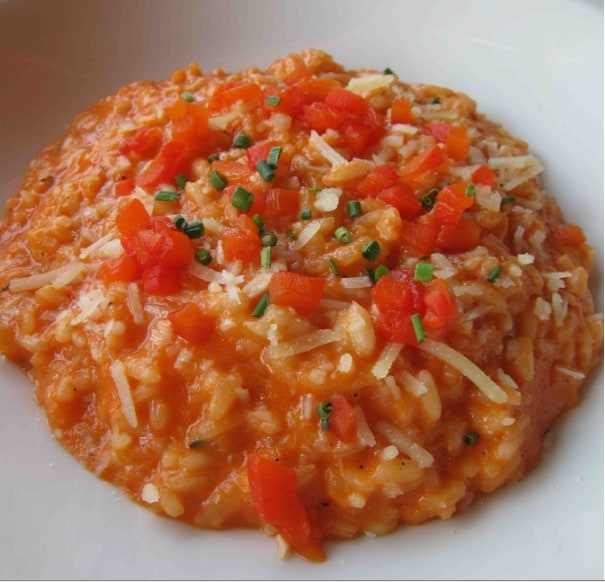 Roasted Red Pepper Risotto with Grilled Gulf Shrimp - Goodtaste with Tanji