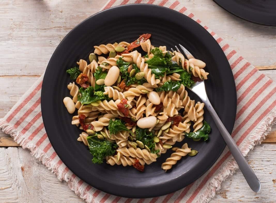 Vegan Kale and Whole Wheat Rotini Pasta - Goodtaste with Tanji