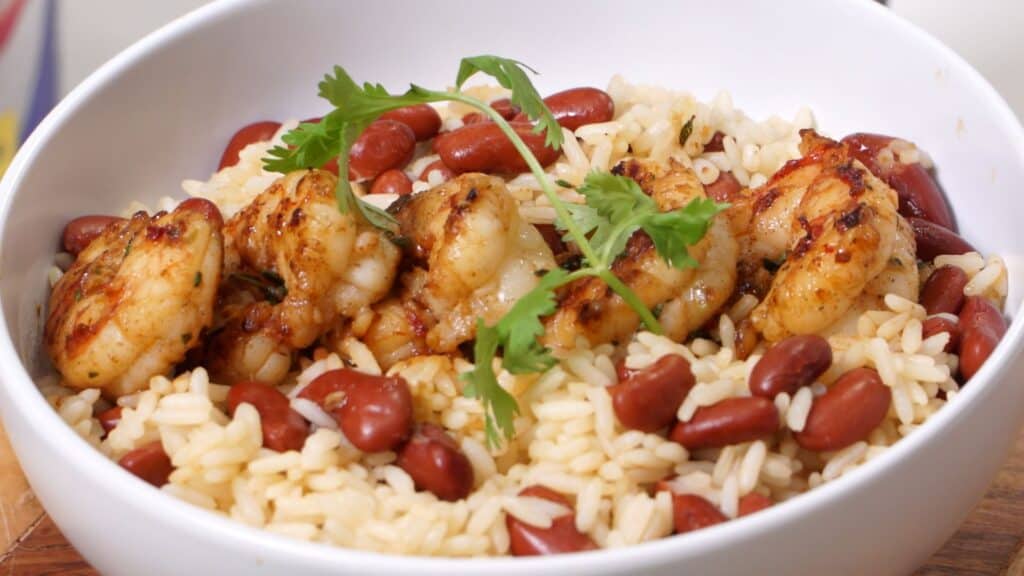Jerk Shrimp Rice and Bean Bowl - Goodtaste with Tanji